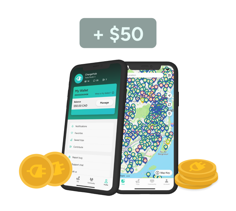 50 $ de crédits de recharge ChargeHub